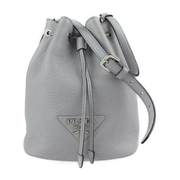 Prada | Bags | Prada Grey Leather Shoulder Bag Preowned | Poshmark